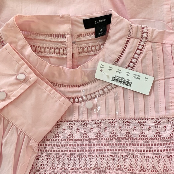J. Crew | Tops | Jcrew Crocheted Lace Ruffle Top Pink Medium | Poshmark